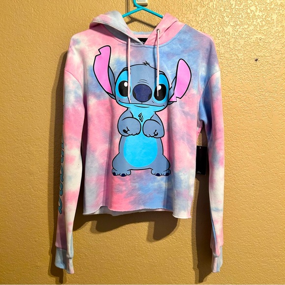 Disney | Tops | Disney Stitch Tie Dye Crop Top Hoodie New | Poshmark